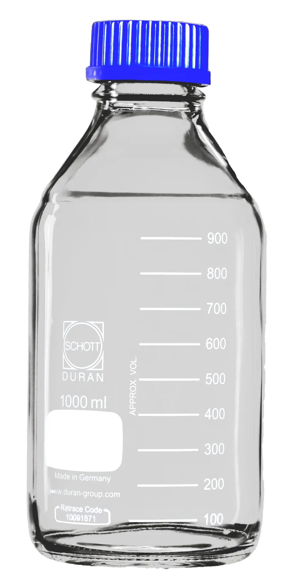 Standflaske, 1000 mL, GL45 Skruelåg - Glasflasker - DURAN