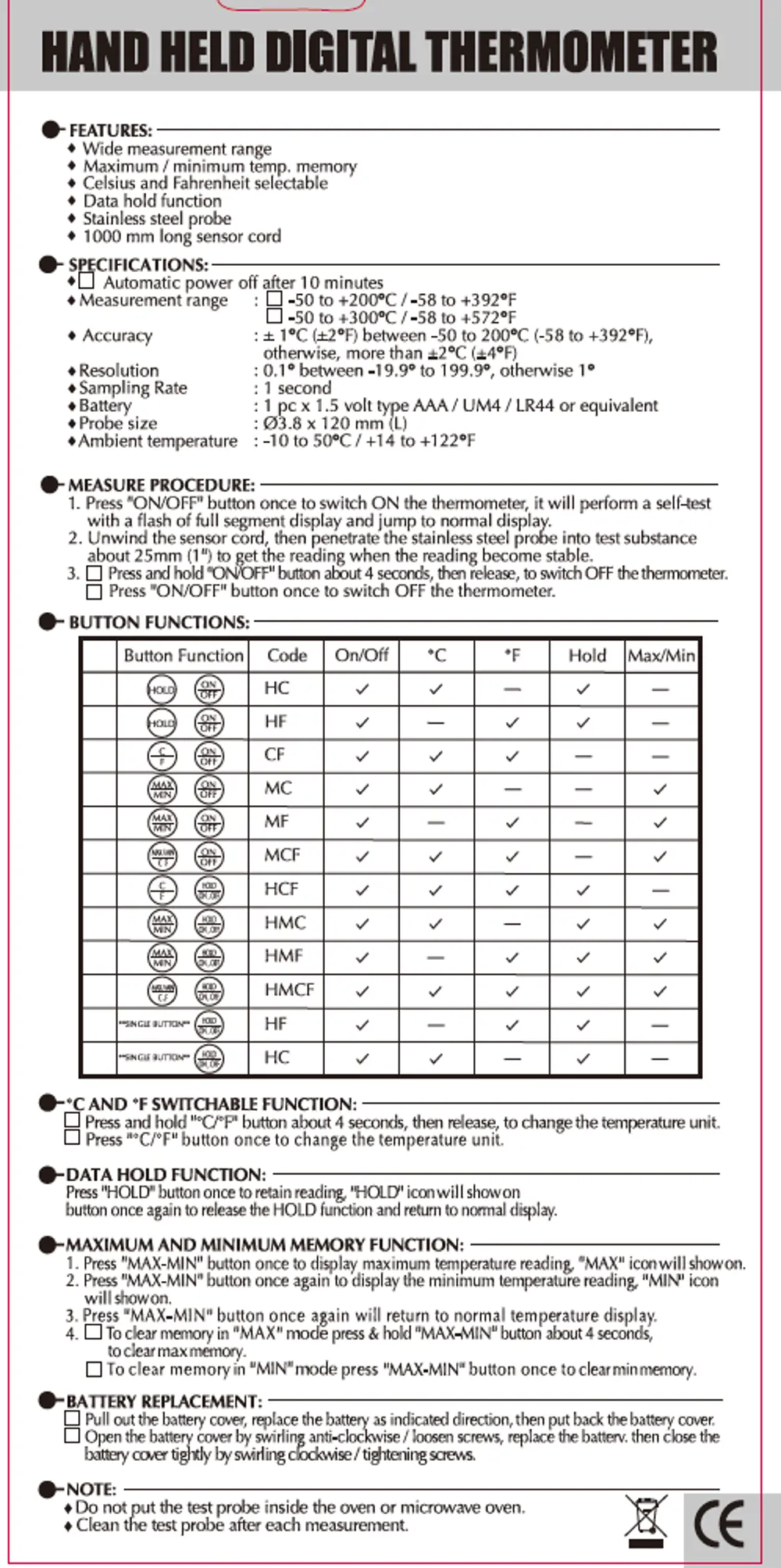 Digital Mini Termometer med ledning - Accurate and Compact ...