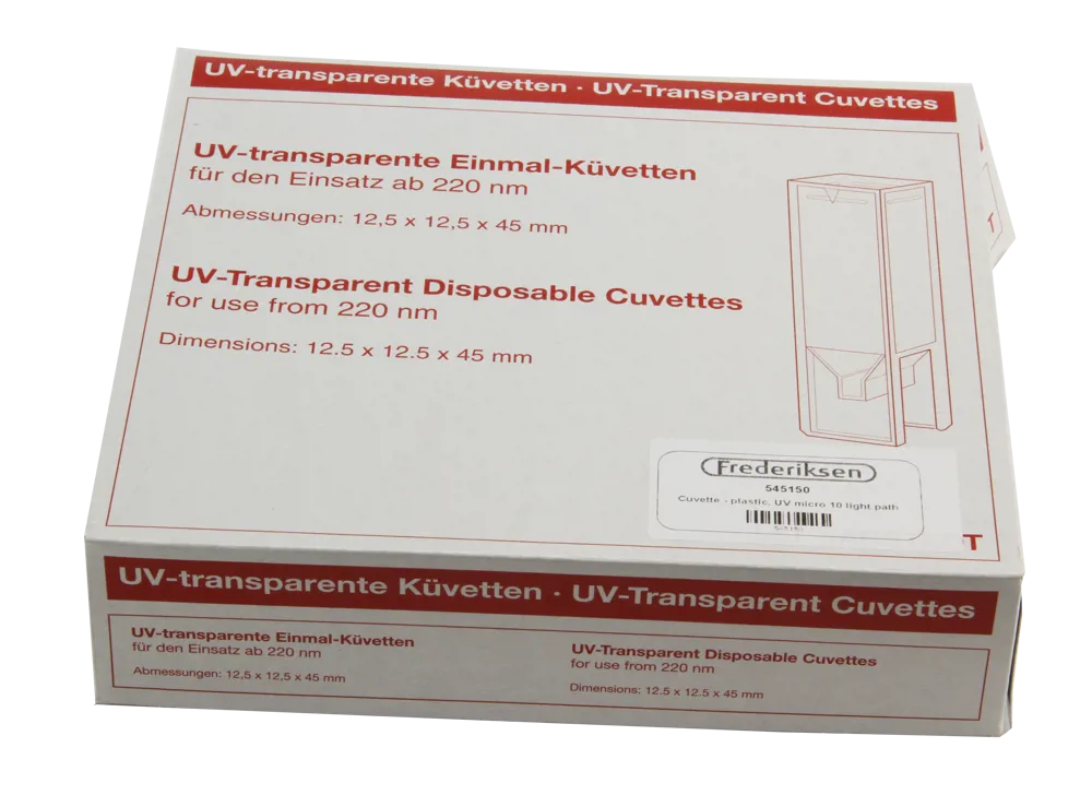 UV-kyvette i plast, mikro, 10 mm - Frederiksen Scientific