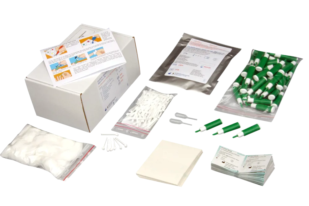 Eldon-kort: Komplett blodtypetestsett