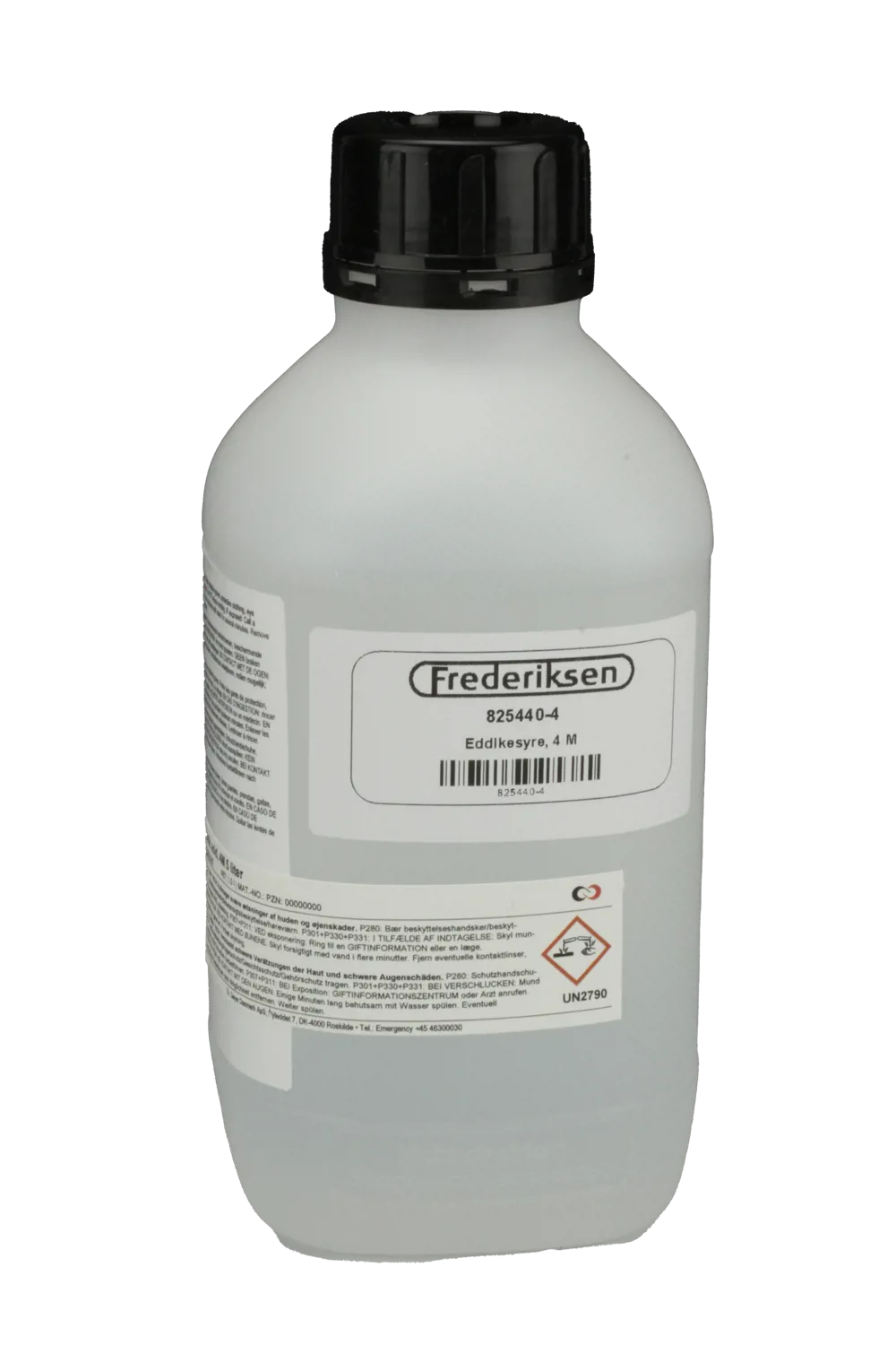 Eddiksyre, 4 M, 1 L - Risiko for hud- og øyeskader - Frederiksen Scientific