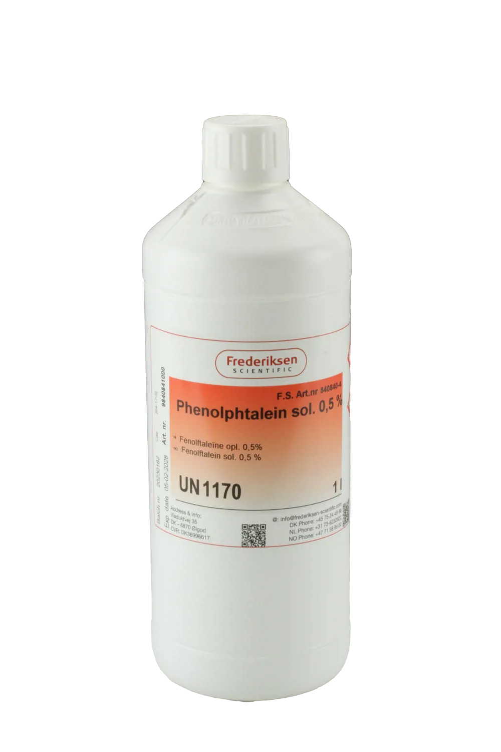 Fenolftaleïne opl. 0,5% pH-indicator - 1 liter