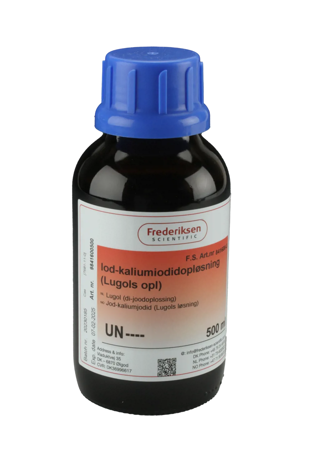 Iod-Kaliumiodidopløsning, 500 ml - STOT RE 2; H373 - Frederiksen Scientific